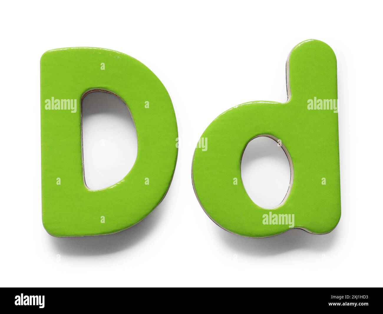 Uppercase and lowercase green magnetic letter D isolated white Stock ...