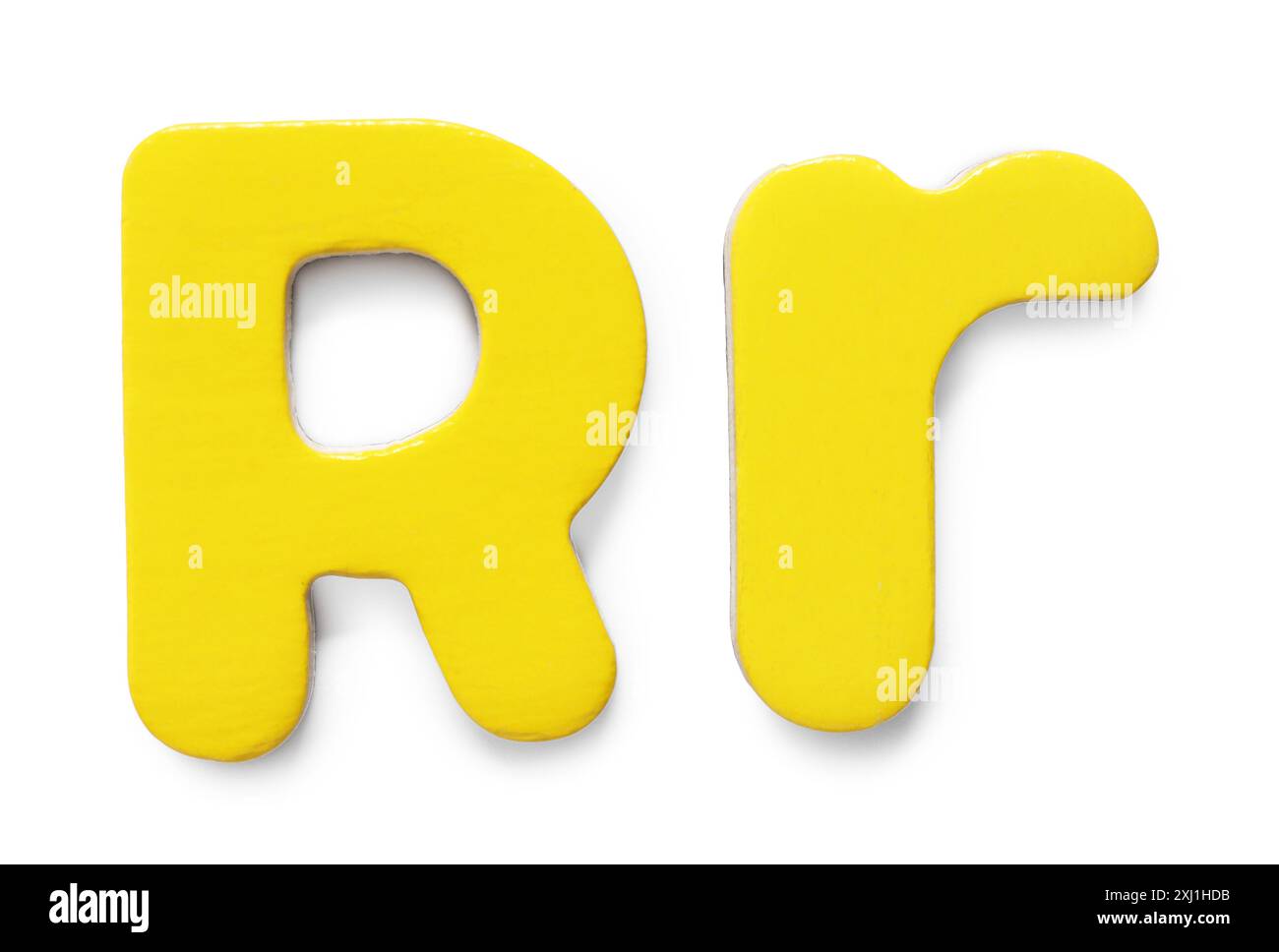 Uppercase and lowercase yellow magnetic letter R isolated white Stock ...