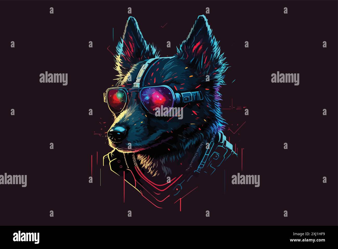 Dog cyberpunk vector illustration Stock Vector Image & Art - Alamy