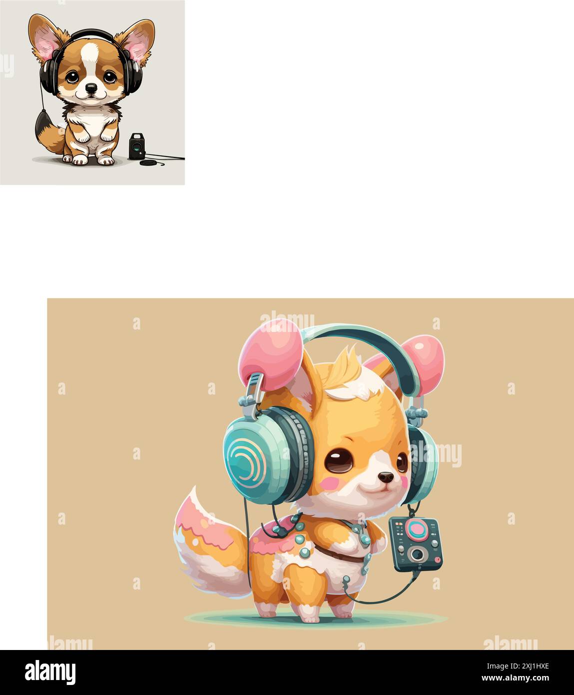 Dog wearing headphones vector illustration Stock Vector Image & Art - Alamy