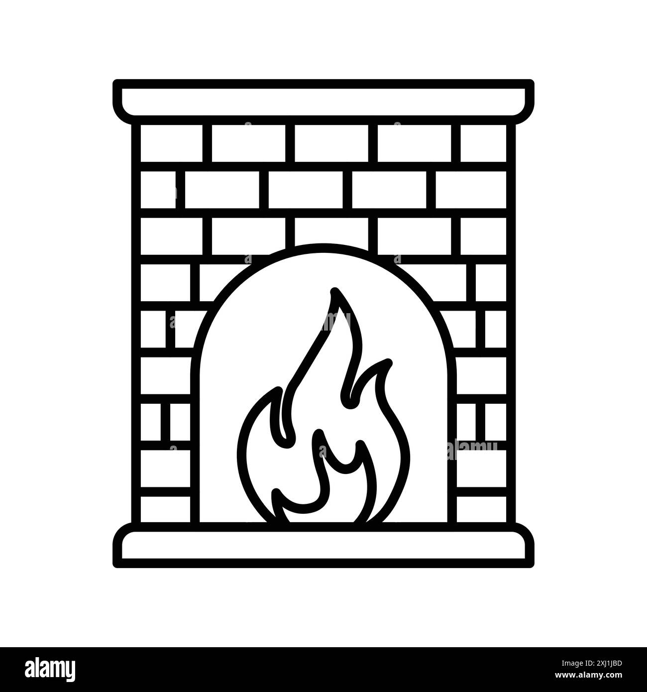 Fireplace icon linear logo mark set collection in black and white for ...