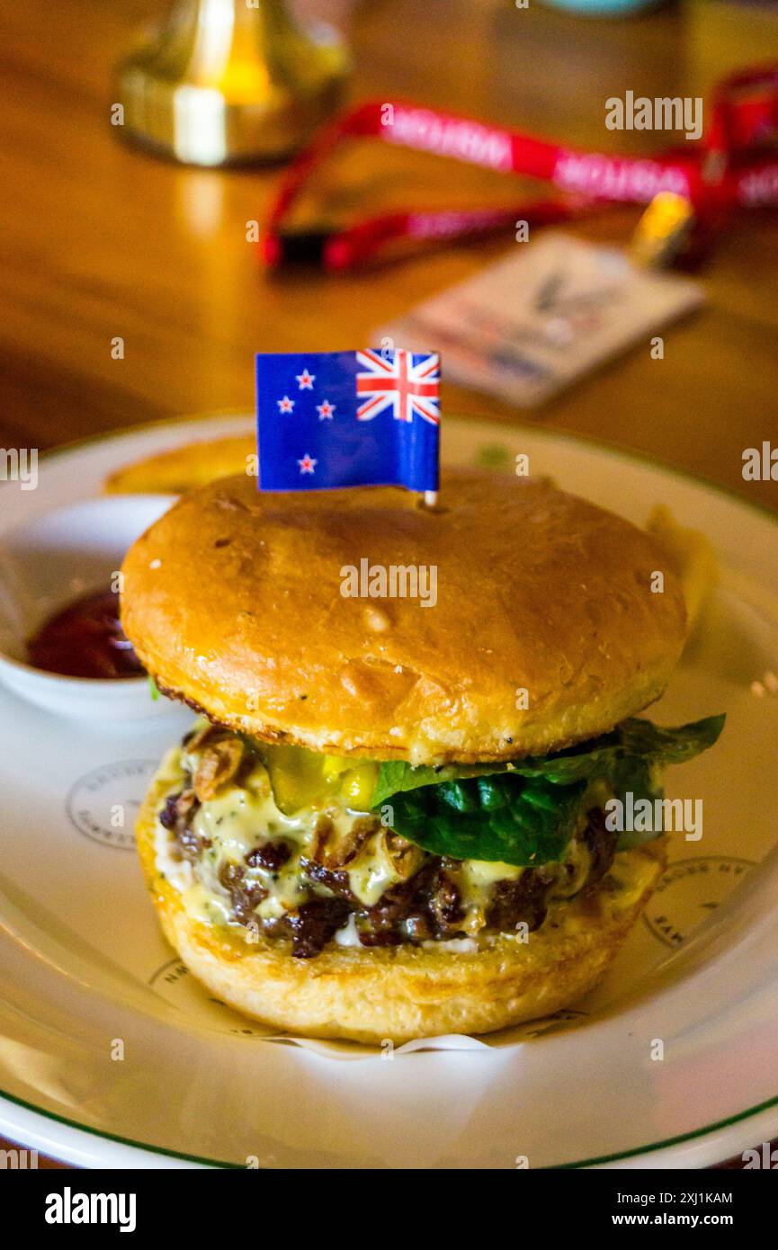 Gourmet hamburgers served at the Beehive restaurant as part of Burger ...