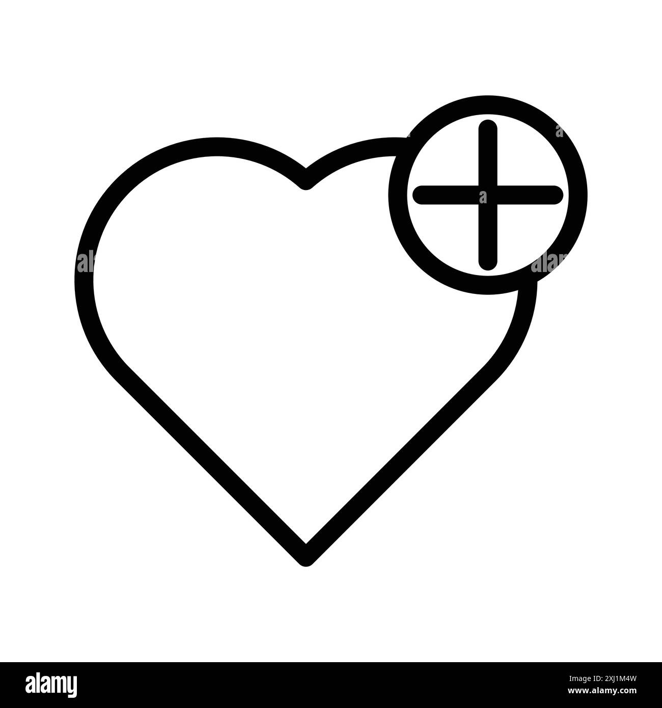 Heart plus icon linear logo mark set collection in black and white for web Stock Vector Image ...