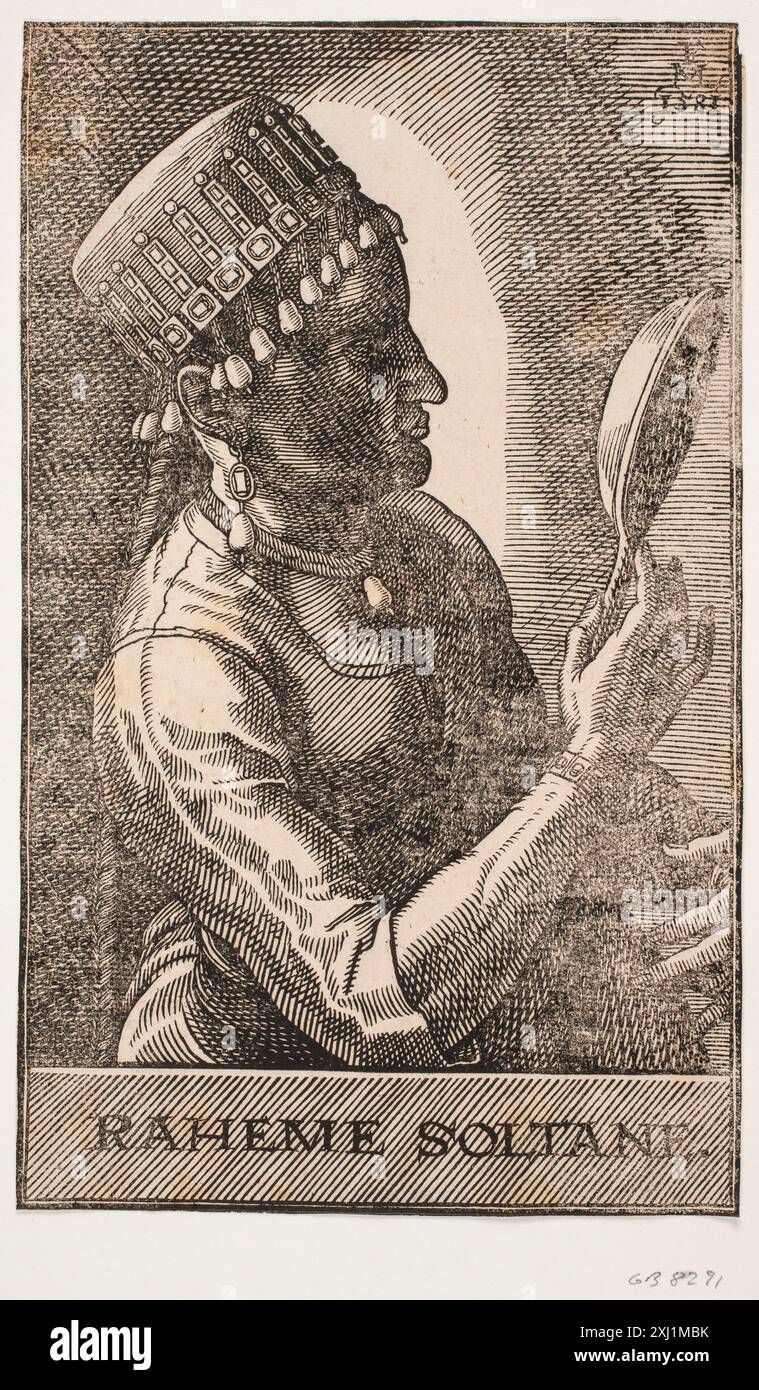 Woodcut by Melchior Lorck depicting Sultan Raheme Soltane in profile ...