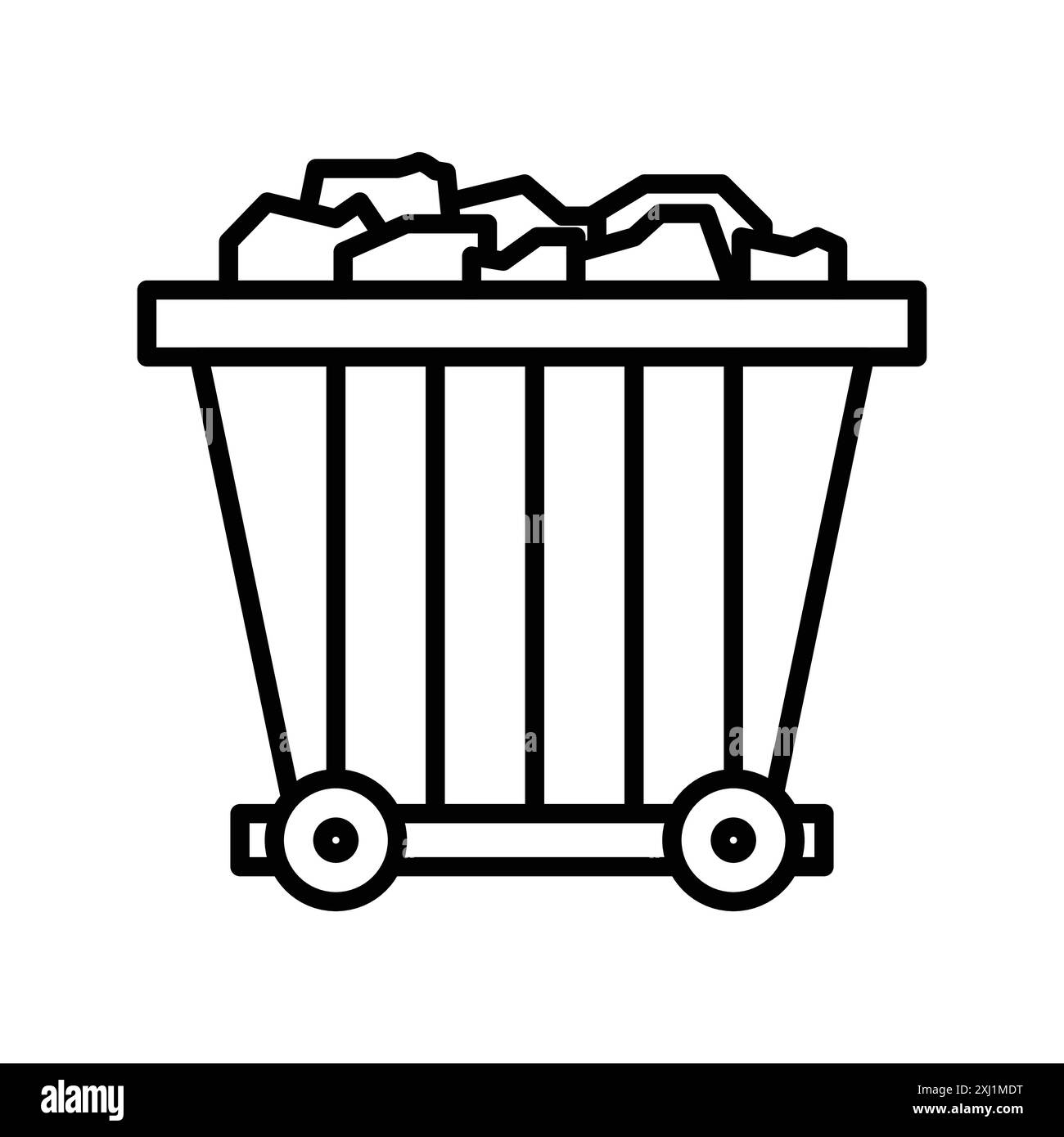Mining Cart icon linear logo mark set collection in black and white for ...