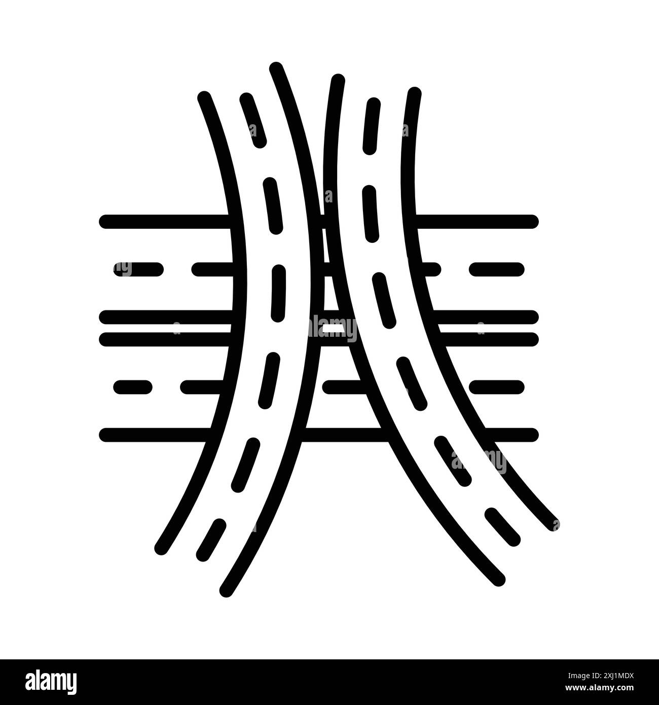 Multi level junction icon linear logo mark set collection in black and white for web Stock ...