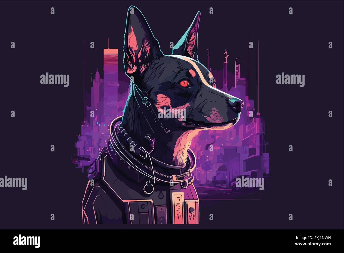 Dog cyberpunk vector illustration Stock Vector Image & Art - Alamy