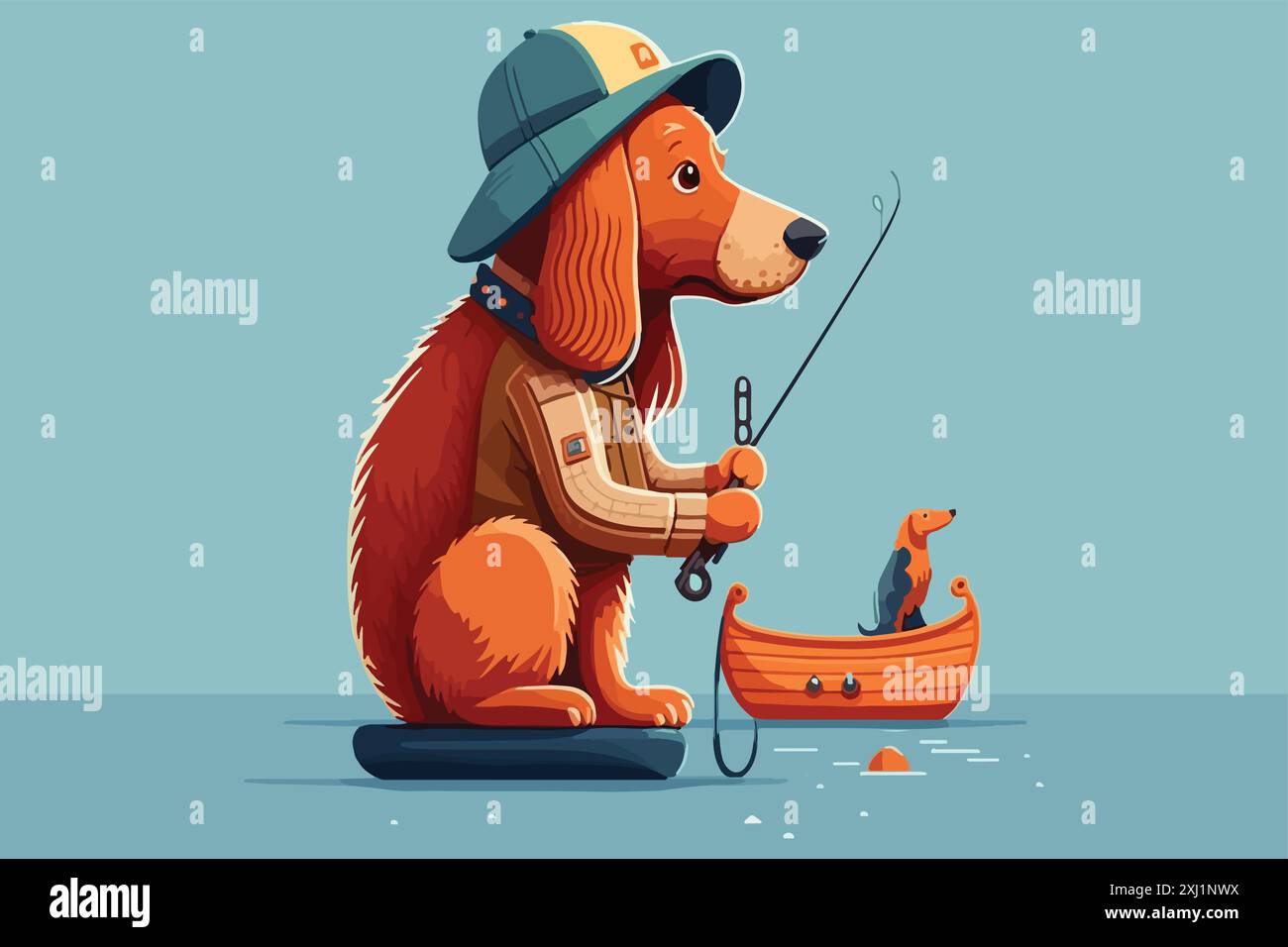 Fisherman Dog vector illustration Stock Vector Image & Art - Alamy