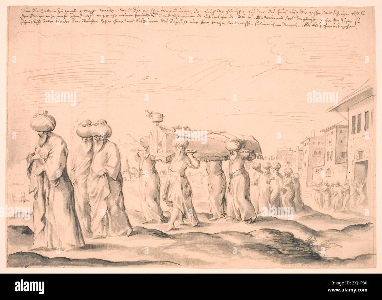 A Turkish Funeral Procession Lorck, Melchior 1526 - 1583 Drawing ...