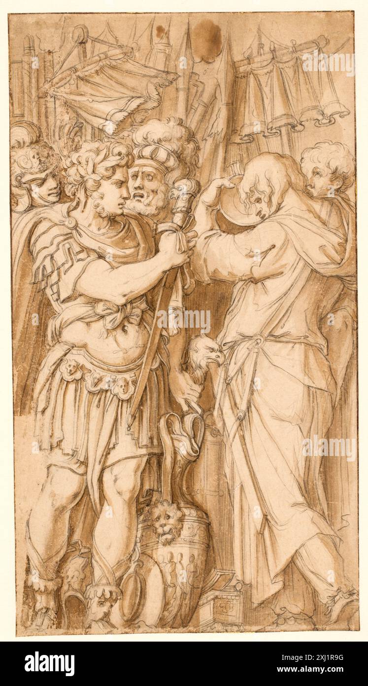 Scene from Roman history Caravaggio, Polidoro da 1495 - 1541 Drawing ...