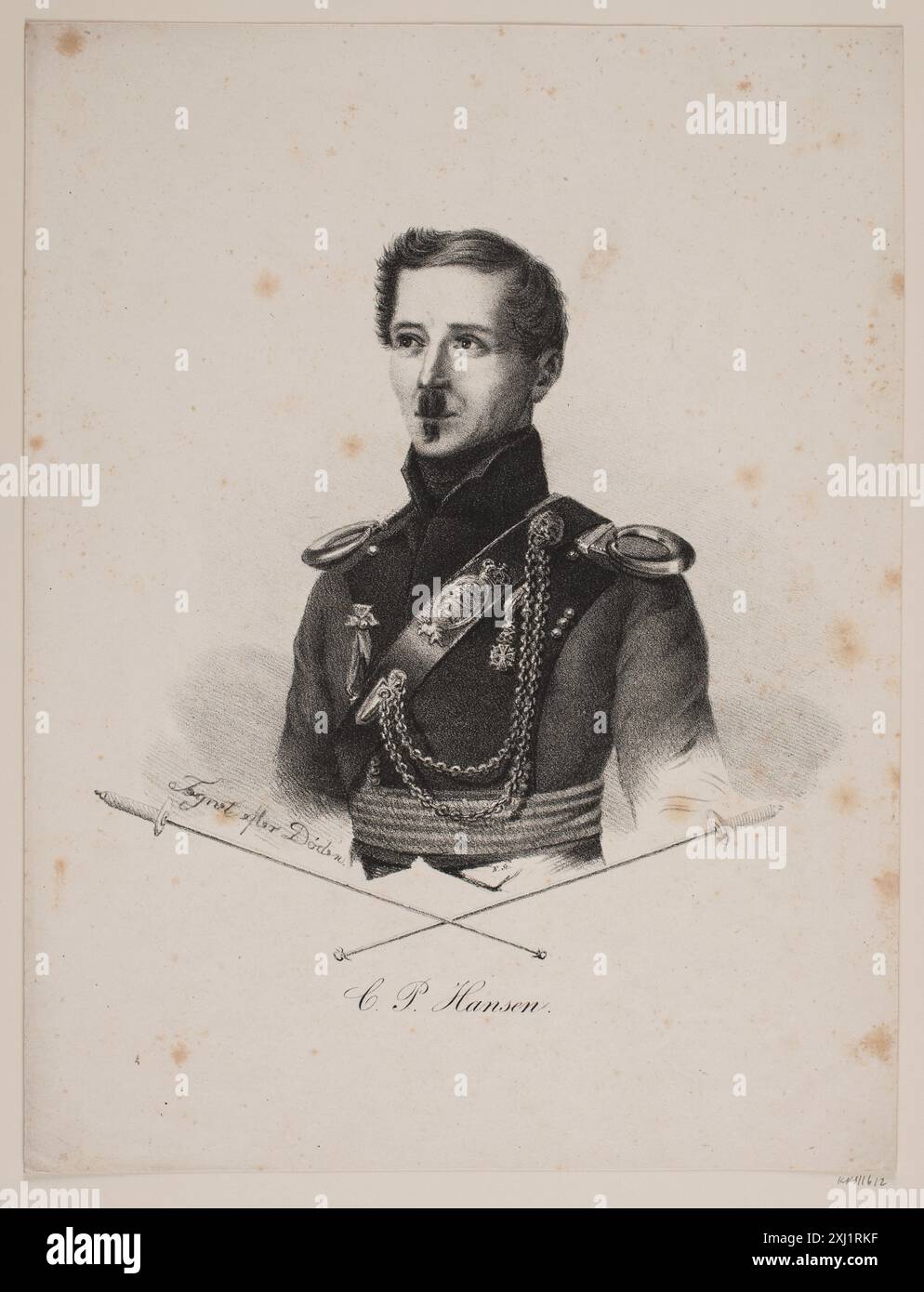 Lithograph by an unknown Danish artist at Det Kongelige Stentrykkeri ...