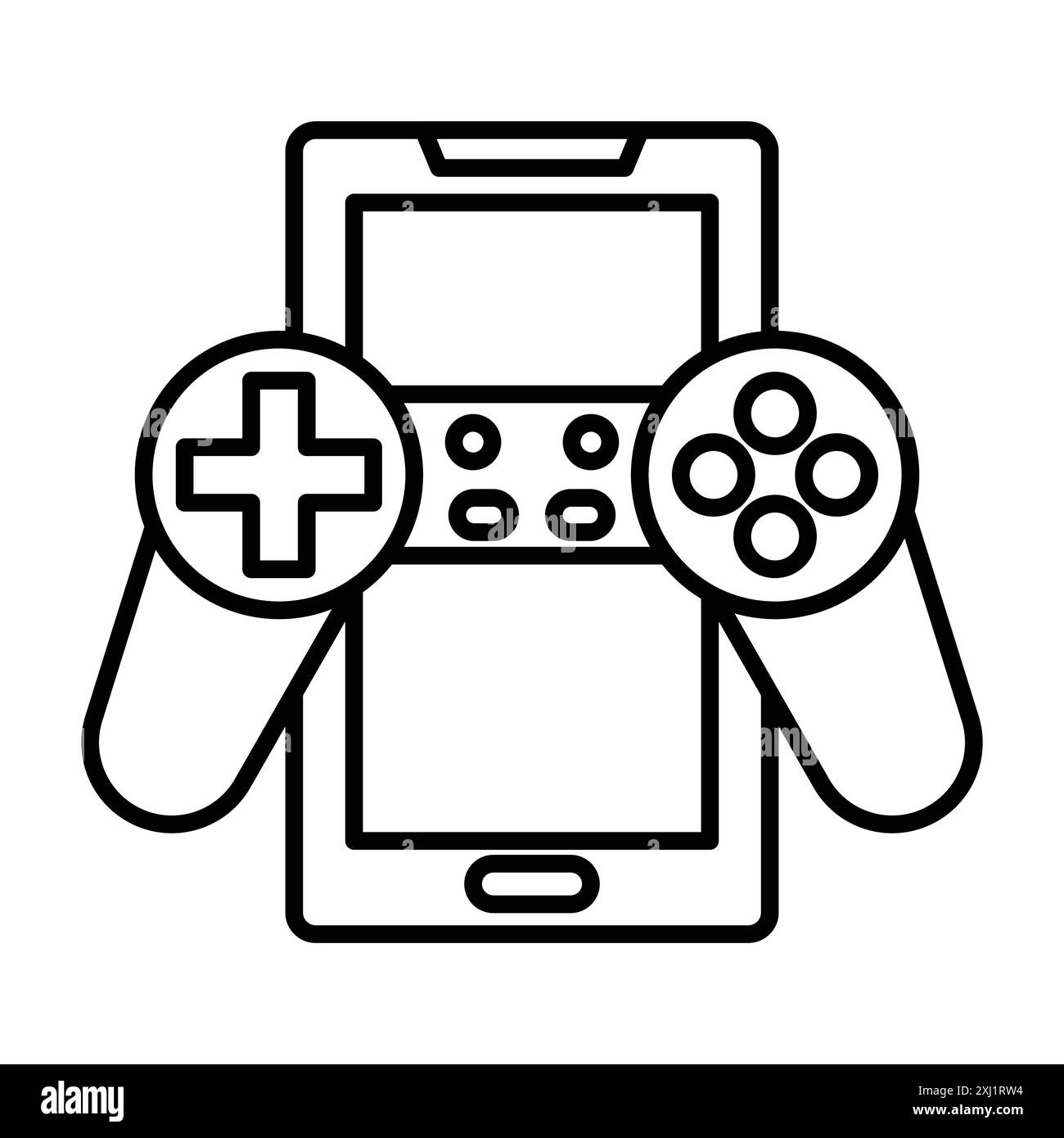 mobile phone game icon linear logo mark set collection in black and ...