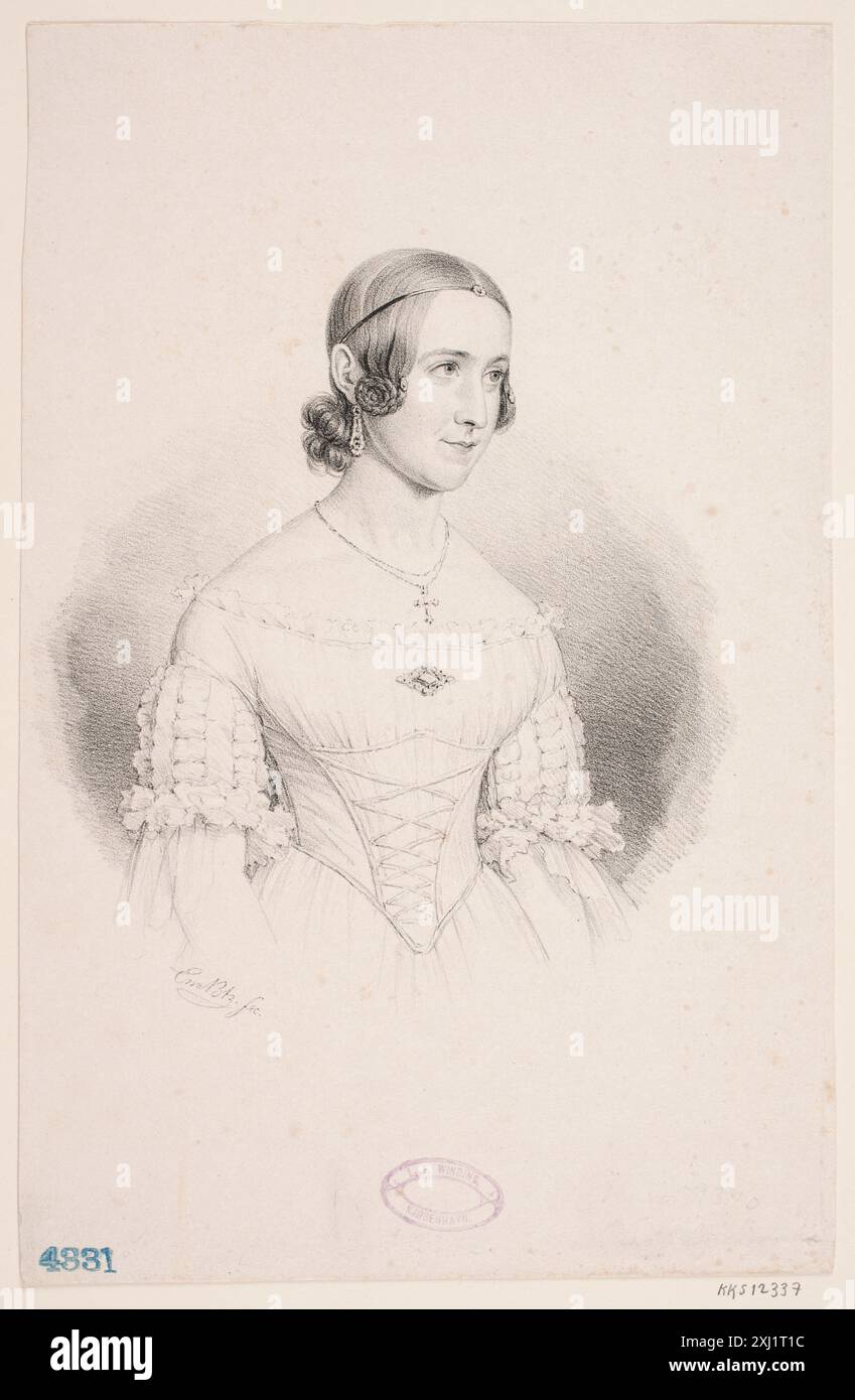 Lithograph of Amalie Rieffel by Emil Ditlev Bærentzen, part of a ...