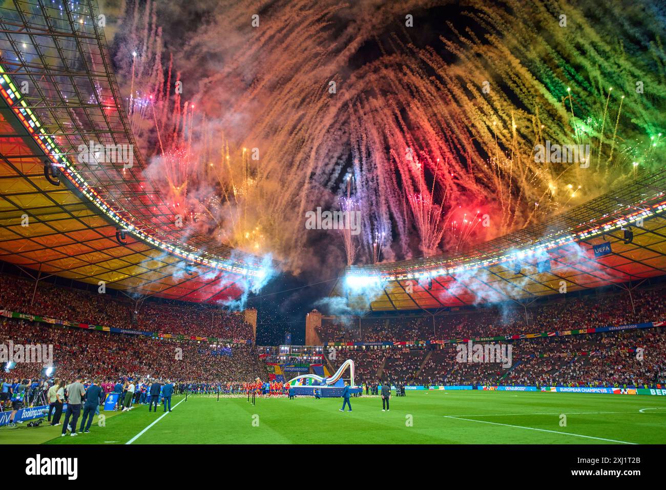 Fireworks at the winners ceremony after the final match SPAIN - ENGLAND ...