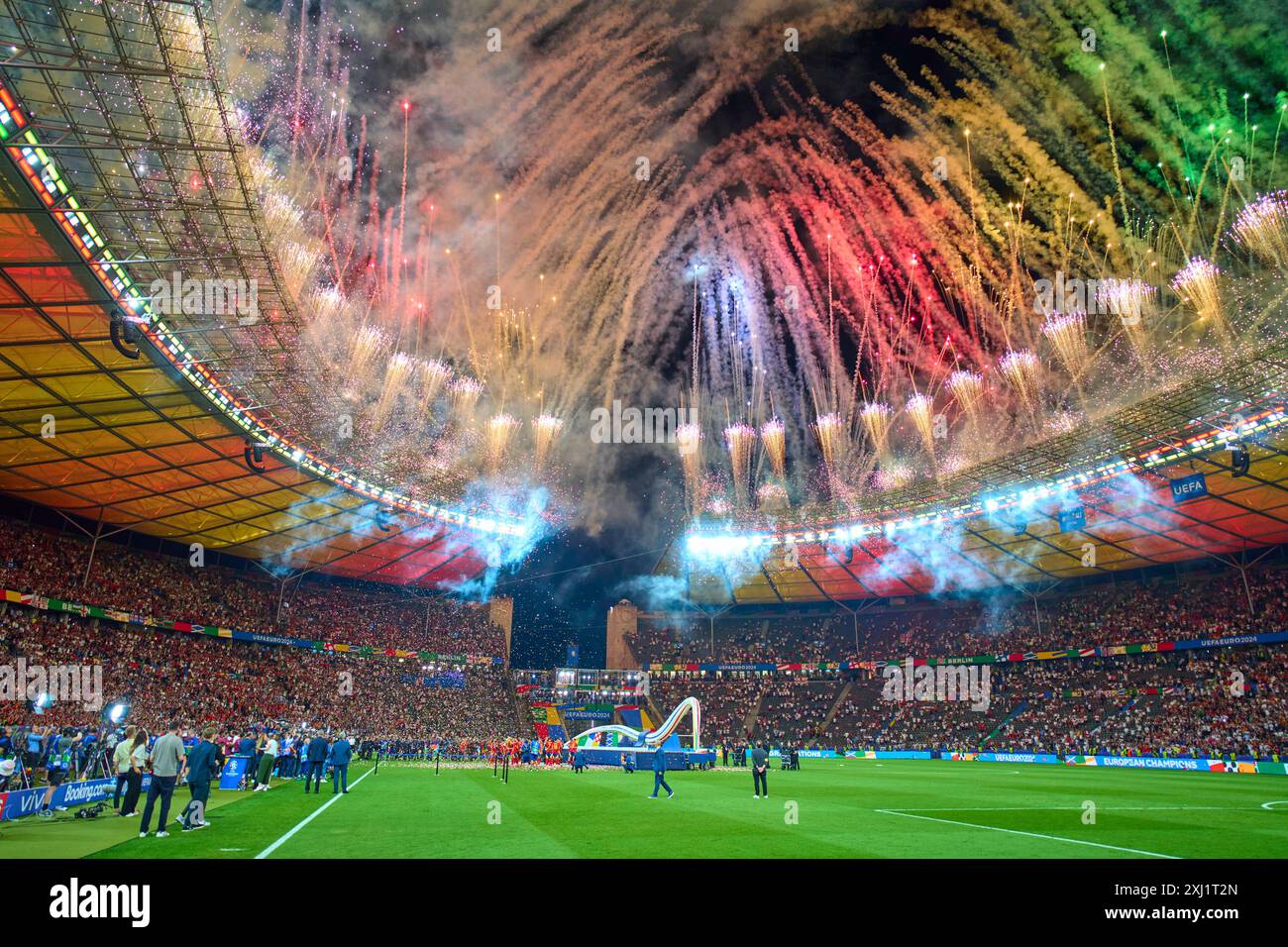 Fireworks at the winners ceremony after the final match SPAIN - ENGLAND ...