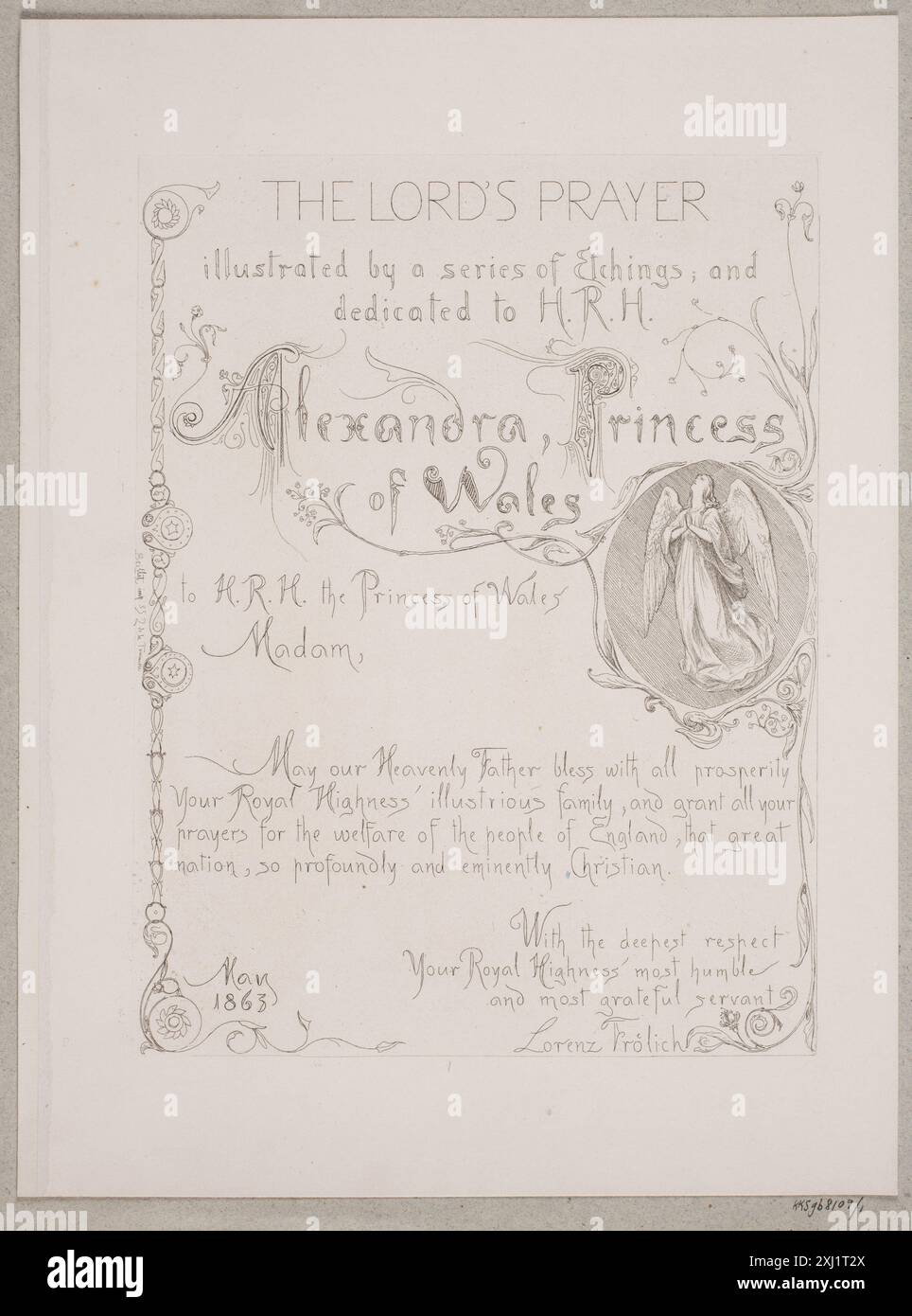 Titelblad til "The Lord's Prayer Frølich, Lorenz 1820 - 1908 Engraving ...