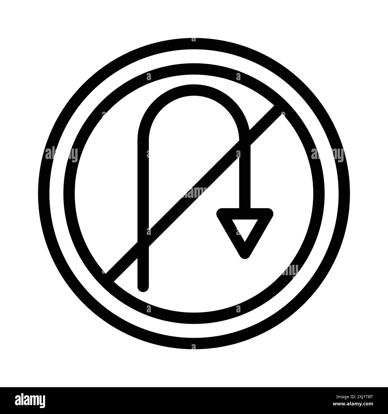 No U turn sign icon linear logo mark set collection in black and white for web Stock Vector ...