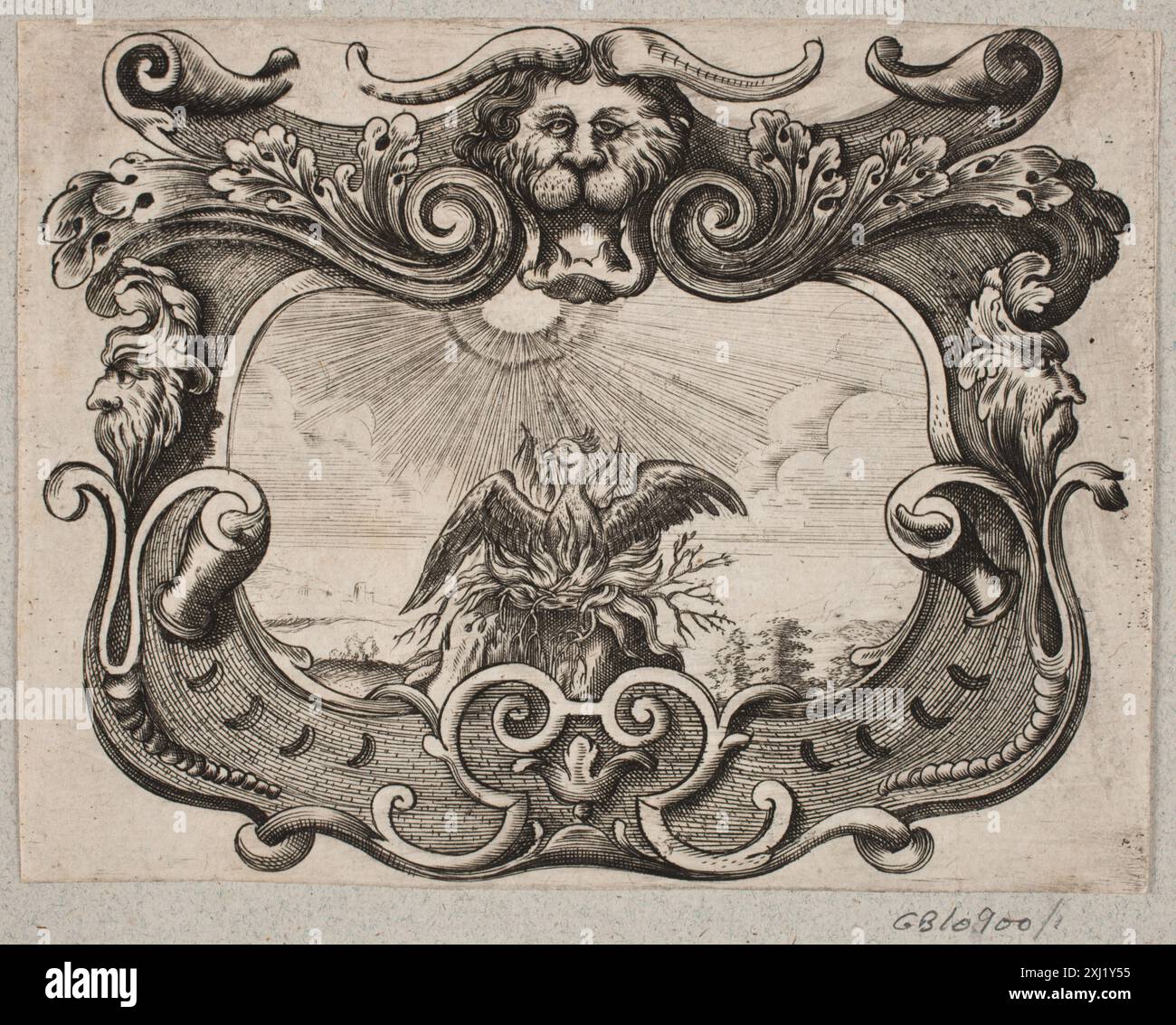 Emblem with bird phoenix Rothgiesser, Christian 1600 - 1659 Copper ...