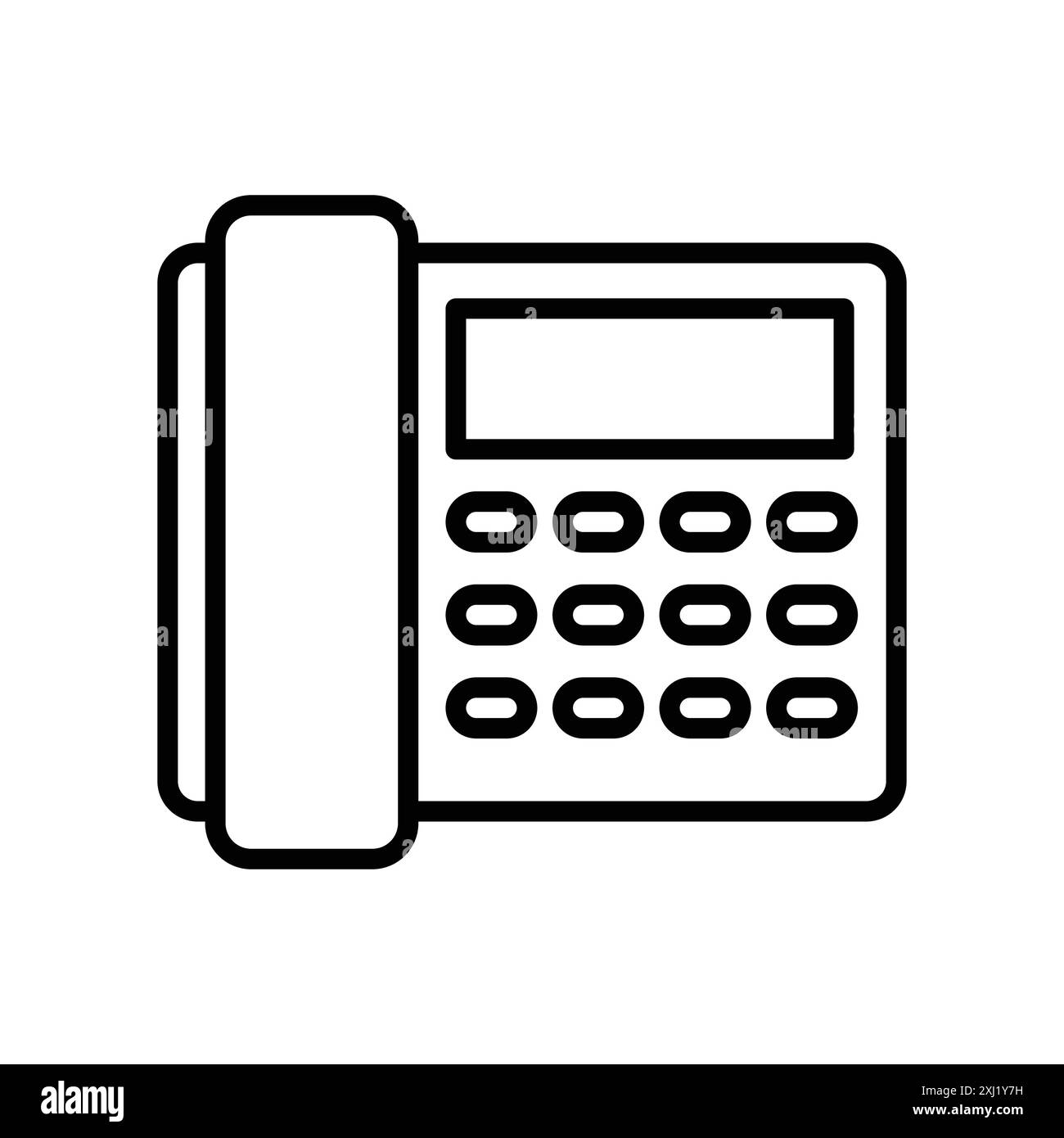 Office Phone icon linear logo mark set collection in black and white ...