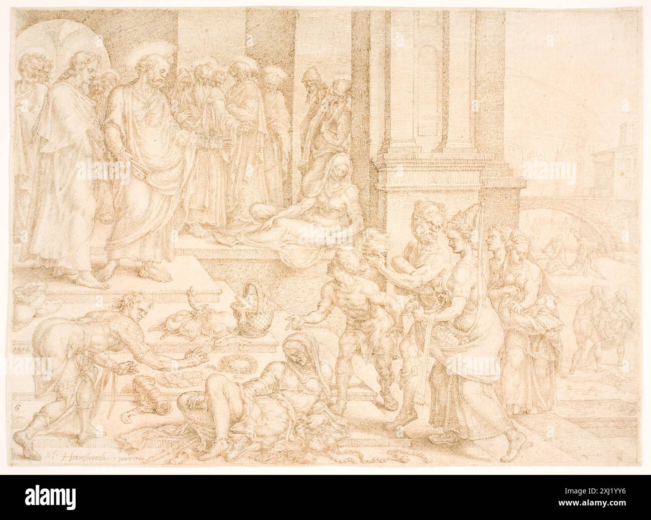Safira's death Heemskerck, Maarten van 1498 - 1574 Drawing Tegninger af ...