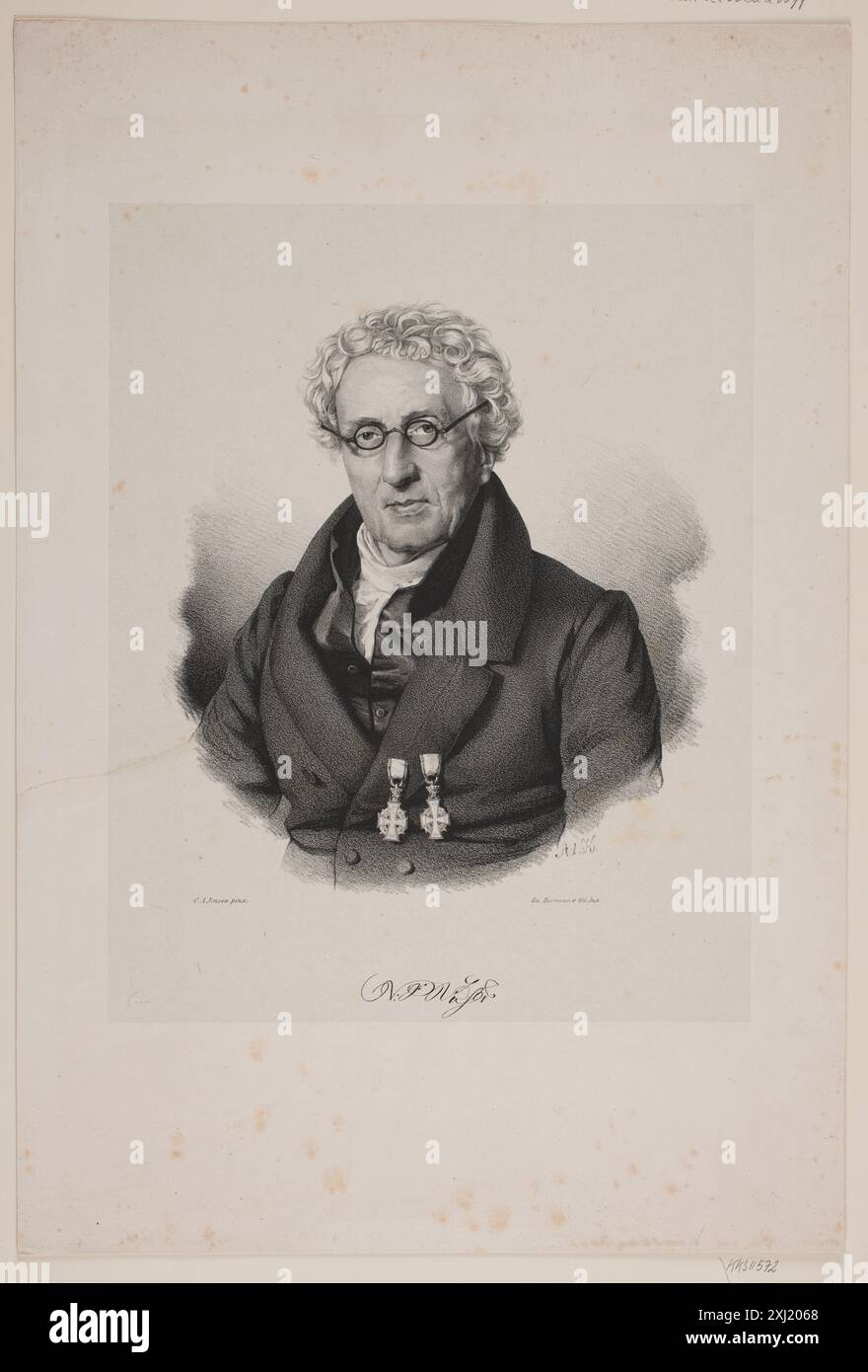 Lithograph portrait of Niels Long Nissen by Adolph Kittendorff and C.A ...