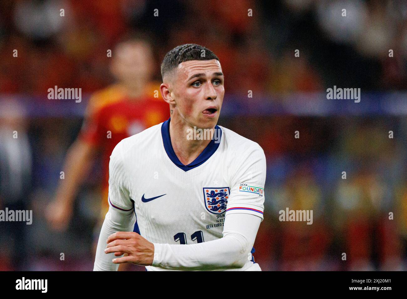 Phil Foden seen during UEFA Euro 2024 final game between national teams ...