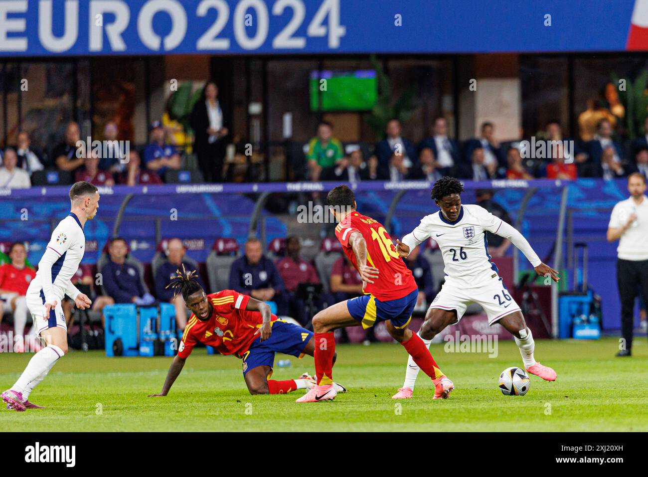 Nico Williams, Rodri, Kobbie Mainoo seen during UEFA Euro 2024 final ...