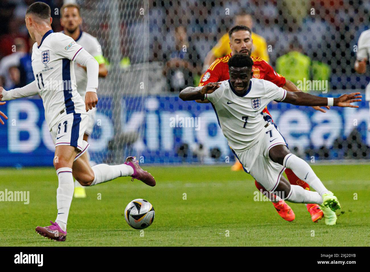 Bukayo Saka, Dani Carvajal seen during UEFA Euro 2024 final game ... Bukayo Saka, Dani Carvajal seen during UEFA Euro 2024 final game ...