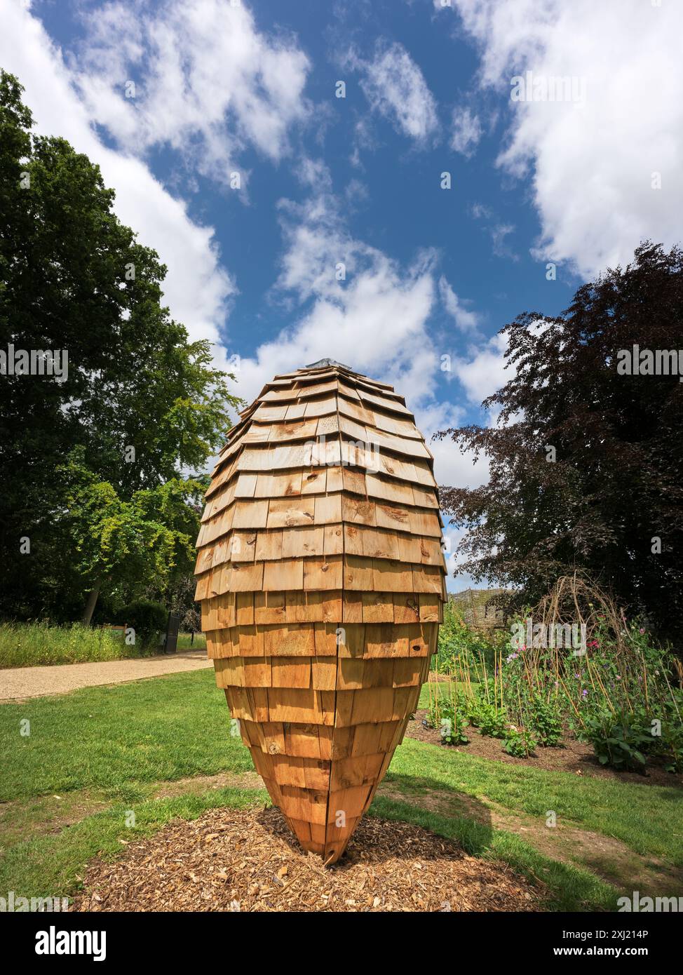 Wooden sculpture in the garden at Burghley House, Stamford, England ...