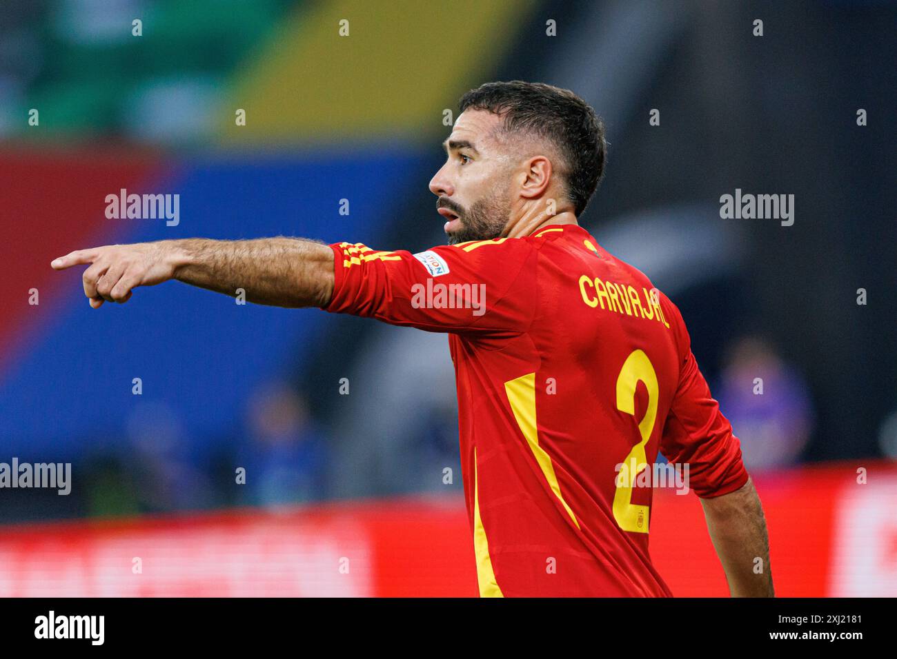 Dani Carvajal seen during UEFA Euro 2024 final game between national ... Dani Carvajal seen during UEFA Euro 2024 final game between national ...