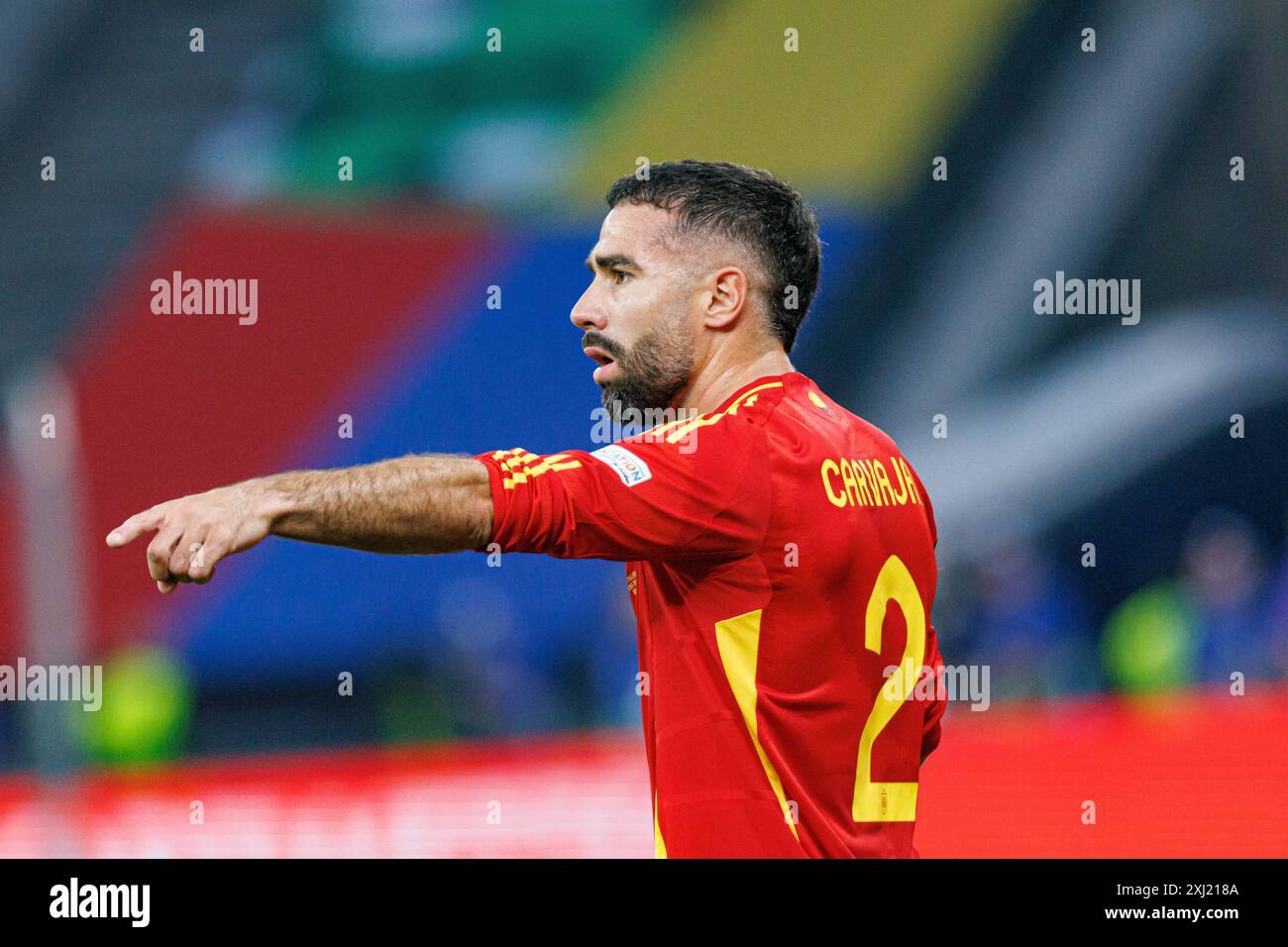 Dani Carvajal seen during UEFA Euro 2024 final game between national ... Dani Carvajal seen during UEFA Euro 2024 final game between national ...
