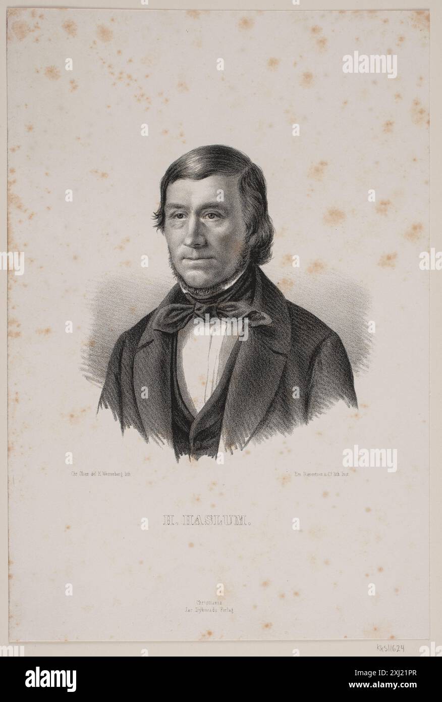 A lithograph by Edvard Westerberg (1824-1865) depicting Hans Haslum ...