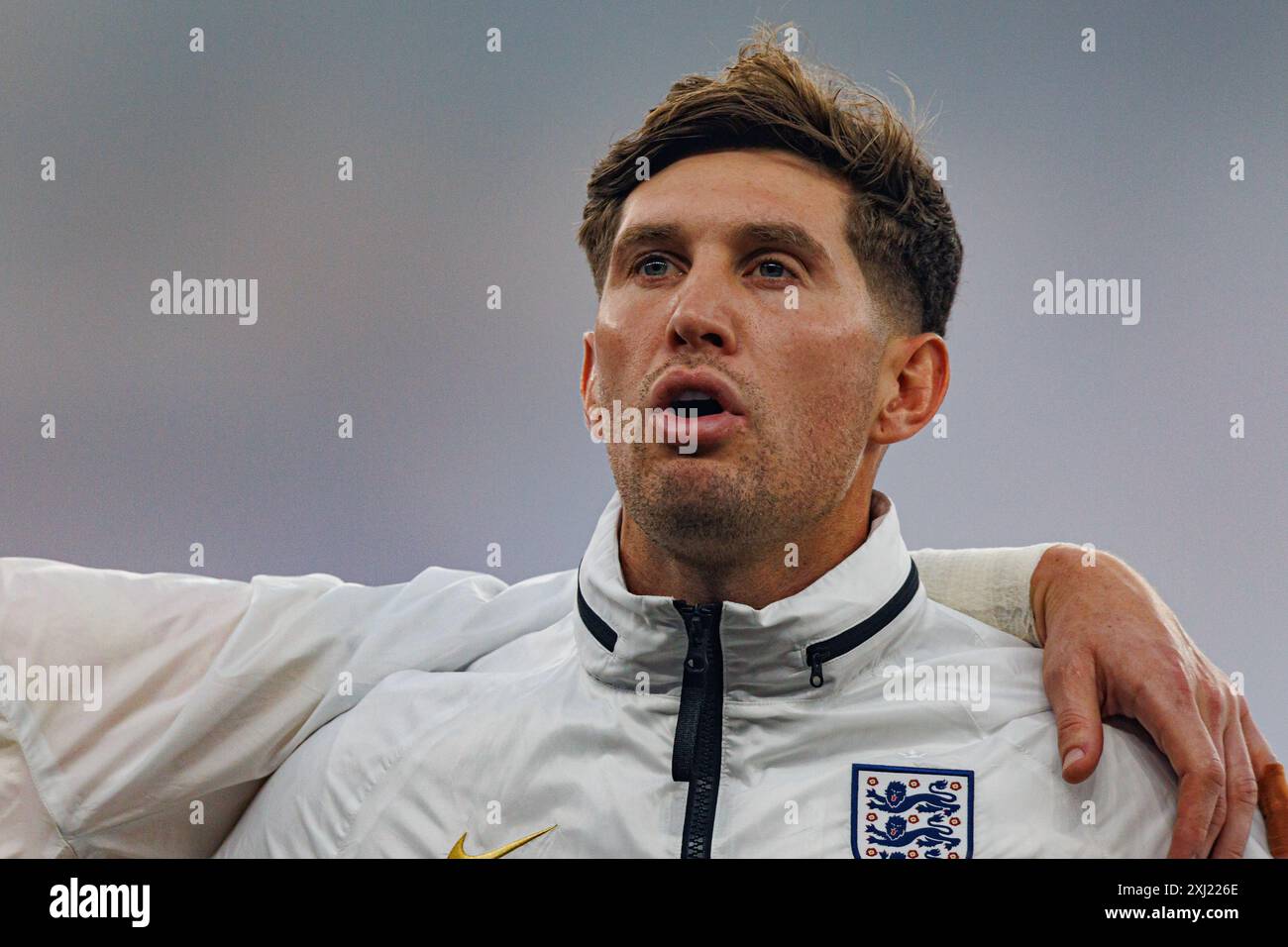 John Stones seen during UEFA Euro 2024 final game between national ...