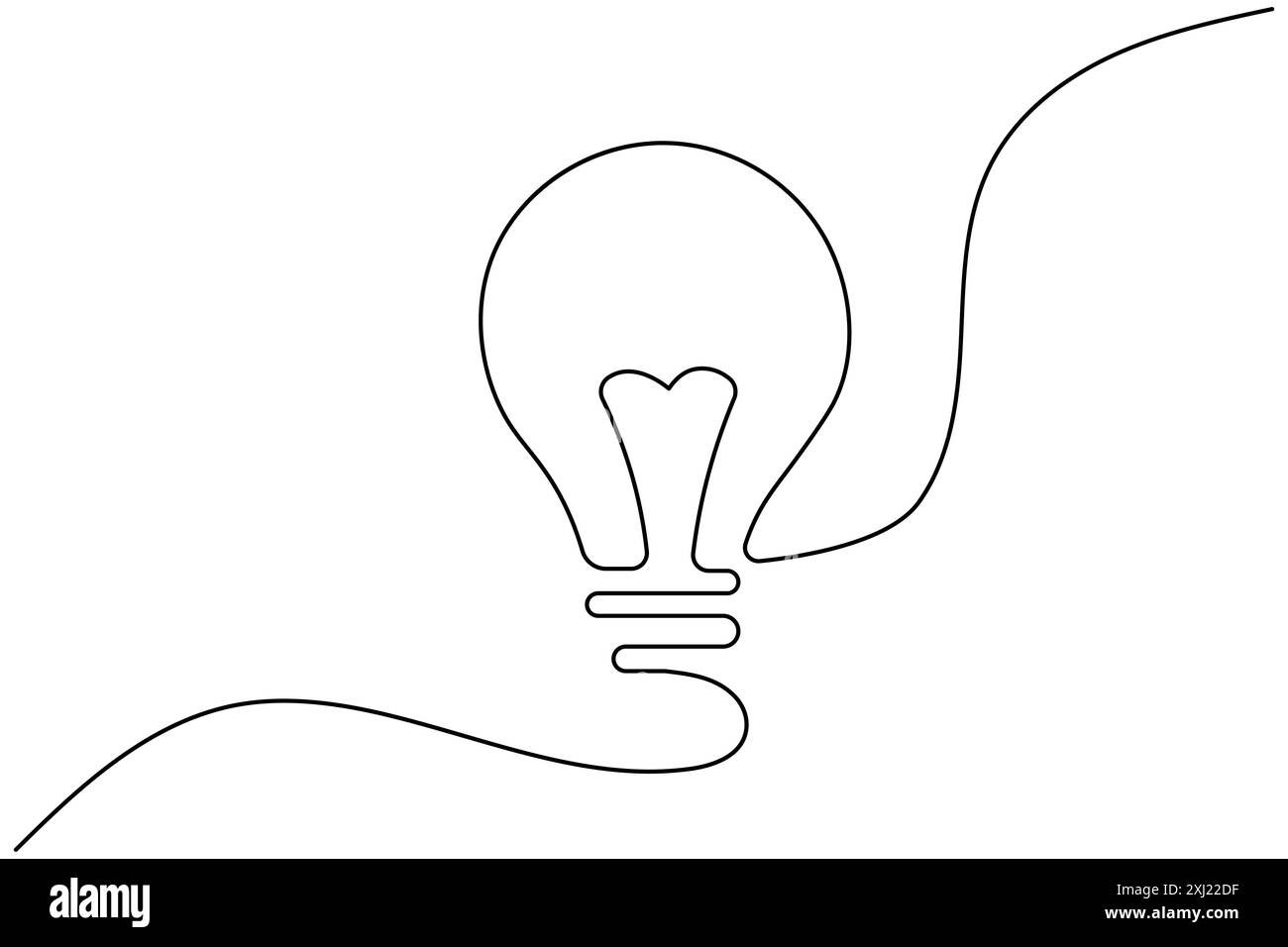 Light bulb continuous one line drawing of bulb isolated outline vector ...