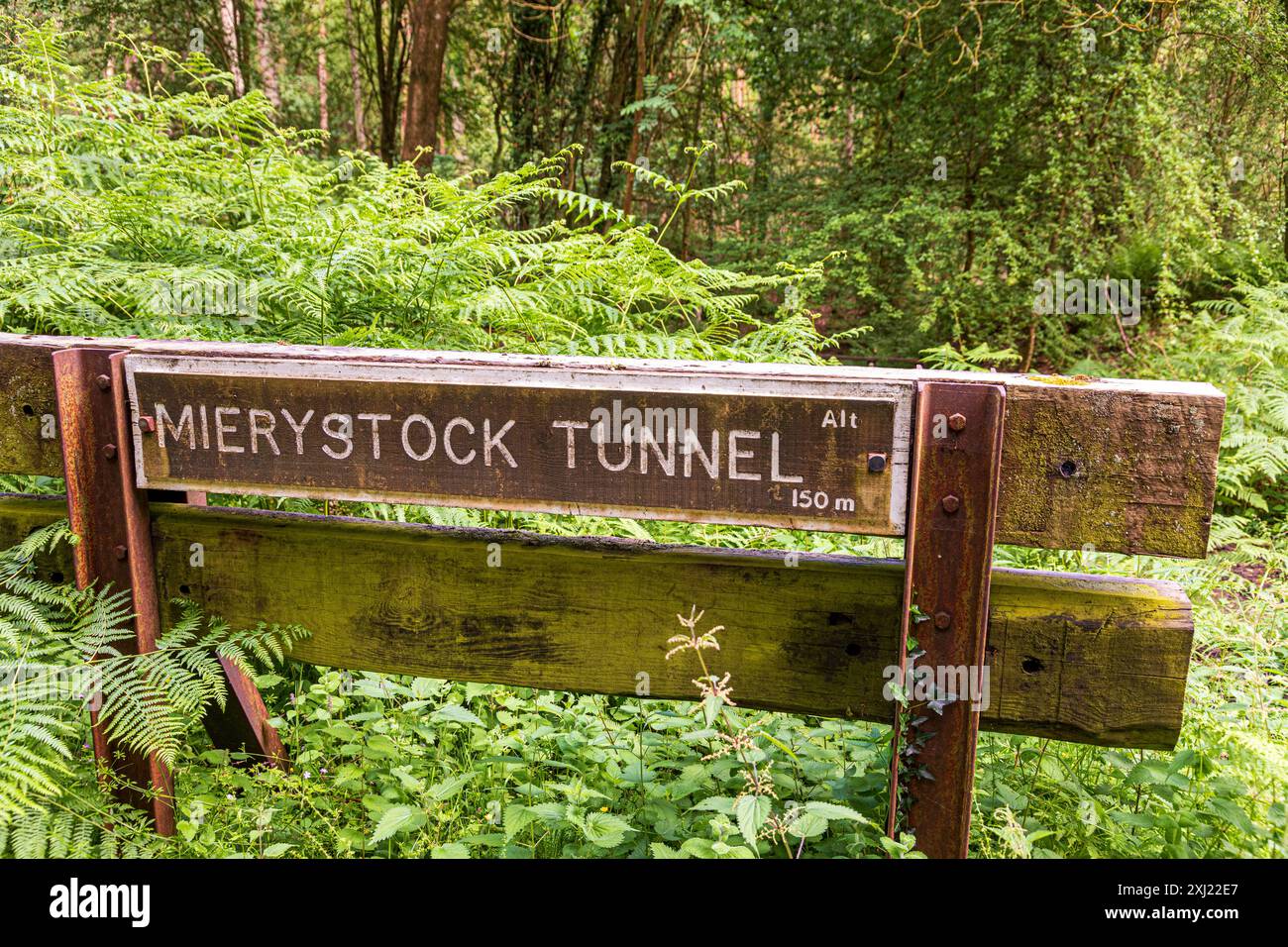 The sign above the 775 ft long Mierystock Tunnel (opened in 1874) on a ...