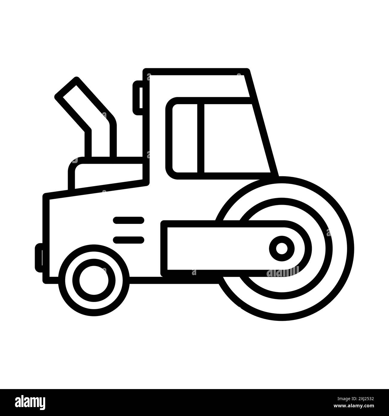 Road Roller Icon Linear Logo Mark Set Collection In Black And White For Web Stock Vector Image