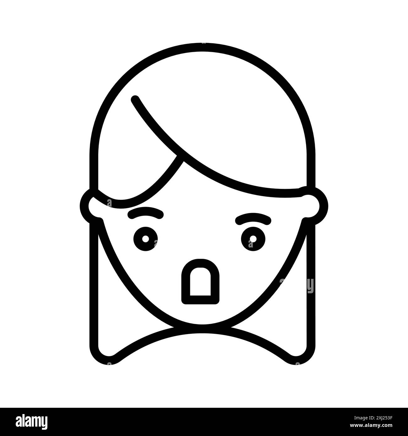 Shocked Girl icon linear logo mark set collection in black and white ...