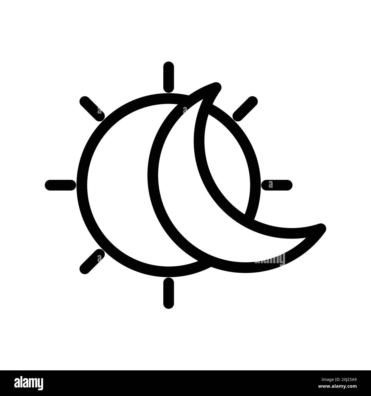 Sun and moon icon linear logo mark set collection in black and white ...