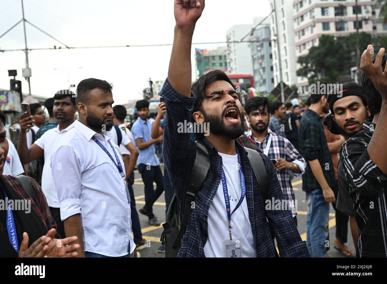 Anti-quota protesters shouting slogans during block a road ...