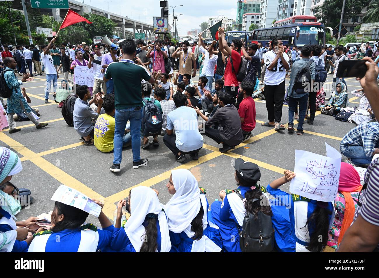 Anti-quota protesters shouting slogans during block a road ...