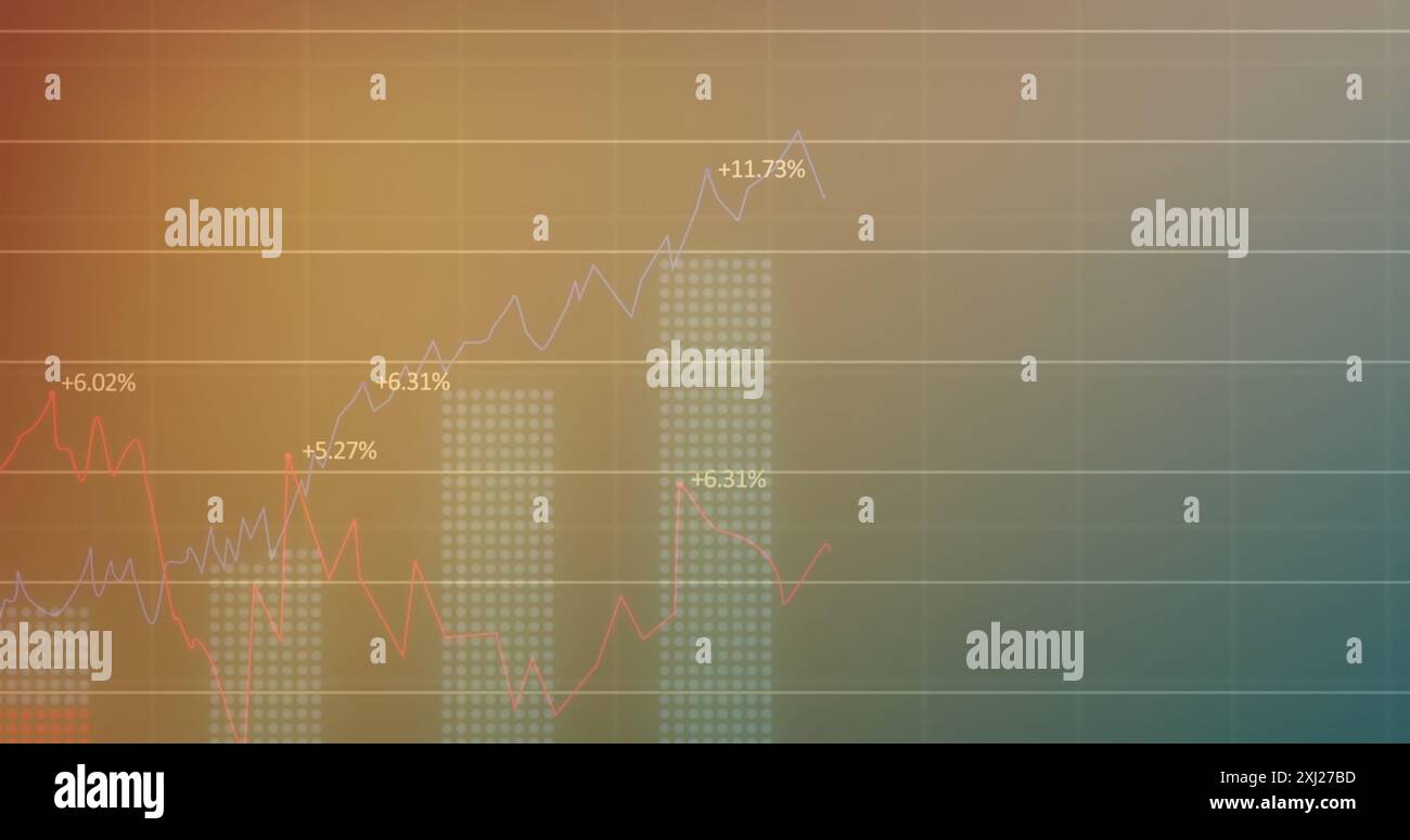 Colorful lines showing growth moving upward on graph. Representing ...