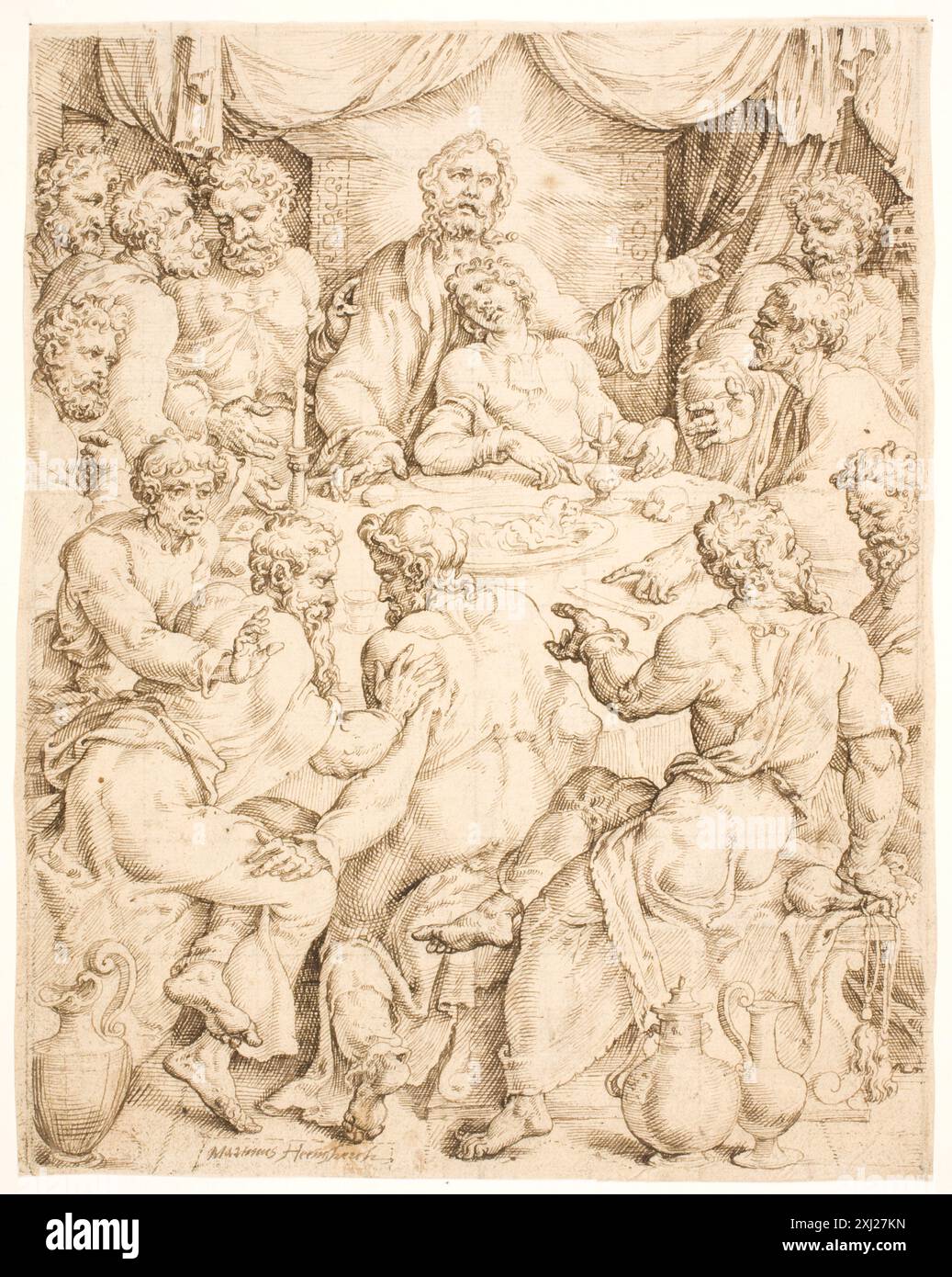 The last Supper Heemskerck, Maarten van 1498 - 1574 Drawing Tegninger ...