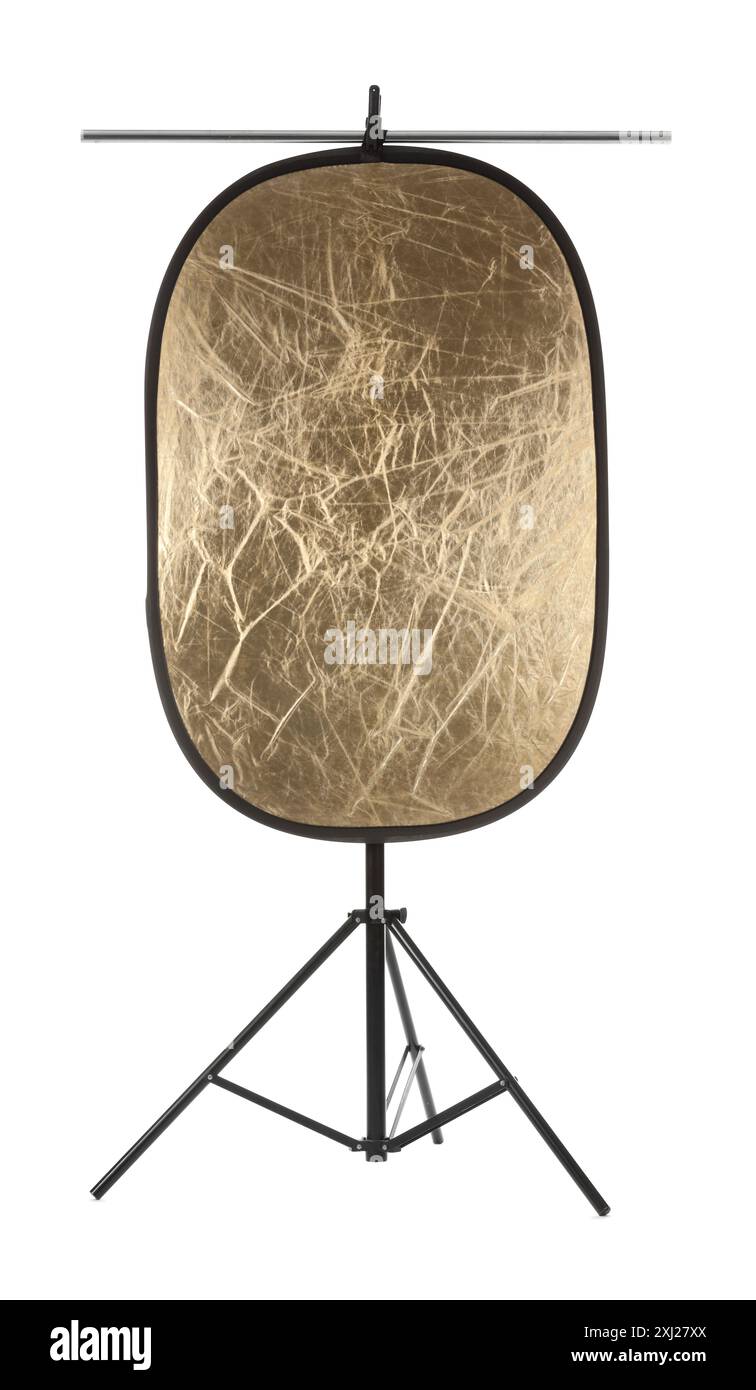 Stand with reflector isolated on white. Photo studio equipment Stock ...