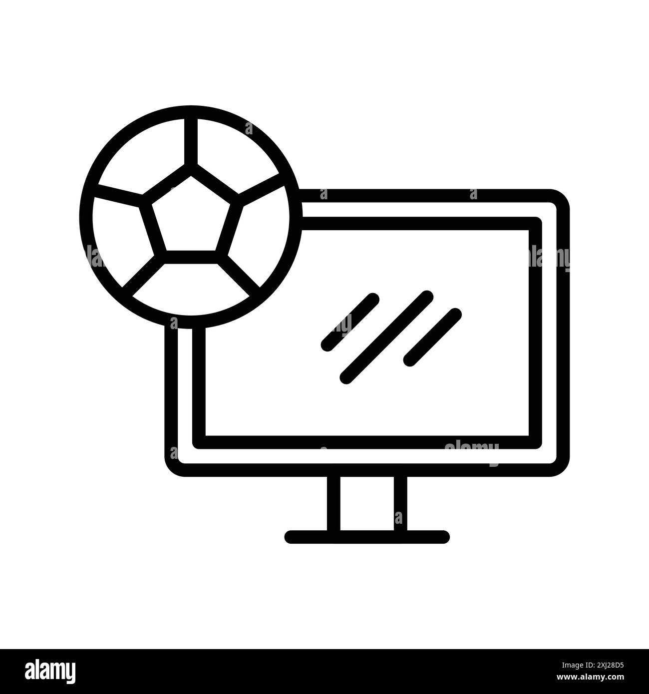 Soccer Live Match On TV icon linear logo mark set collection in black ...