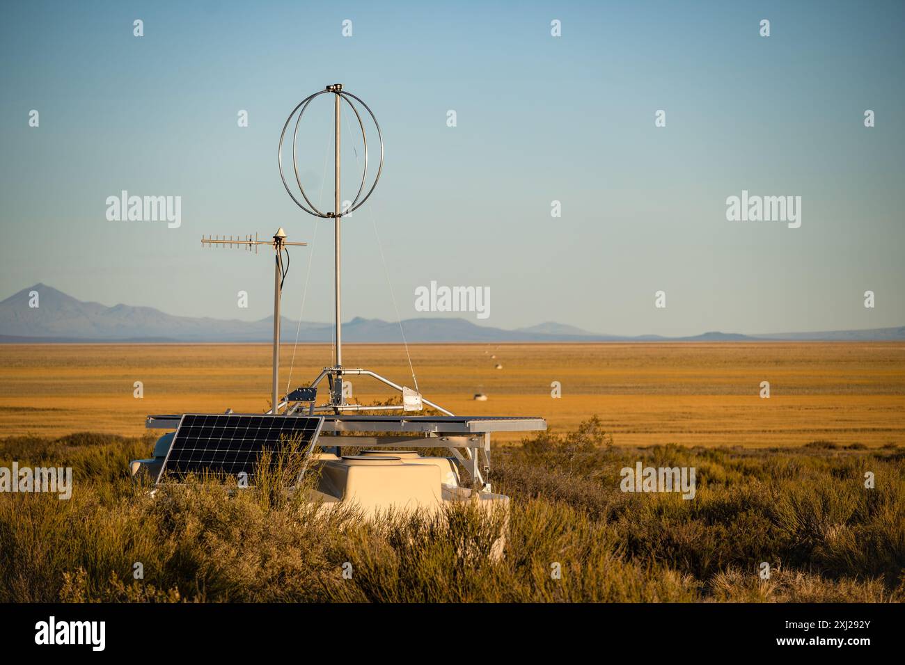 One of the detectors of the Pierre Auger observatory is seen close up ...