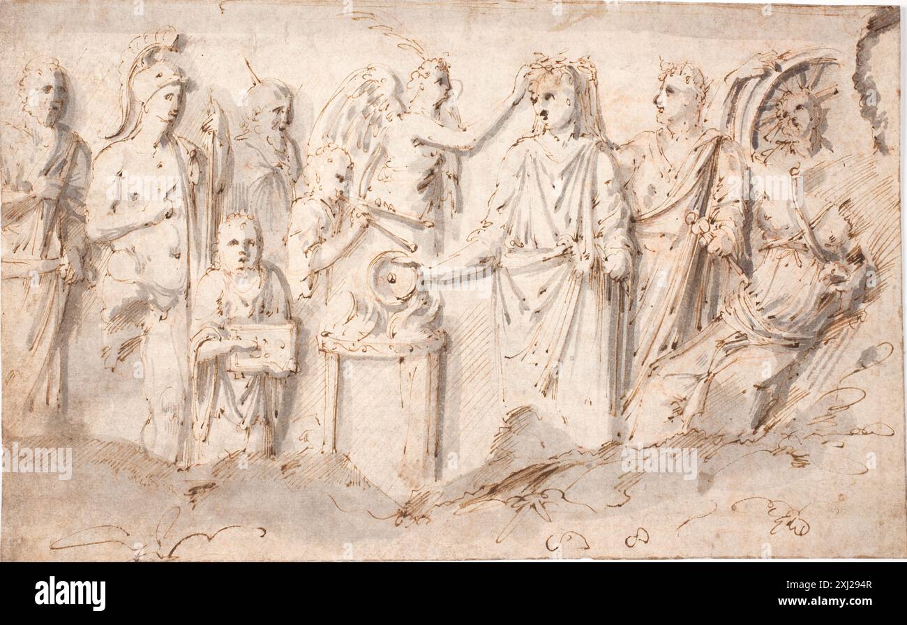 Drawing depicting an imperial sacrifice to Mars, created by an unknown ...