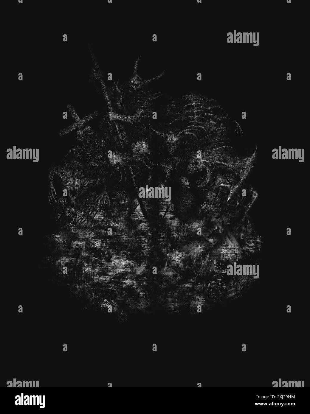 Brain, dark horror illustrations, monsters in the brain, mental illness ...