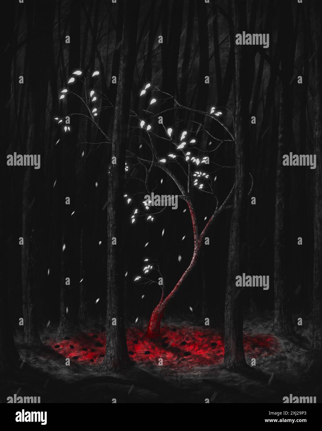 Lonely tree, dark sorrow forest , atmospheric black metal forest Stock ...