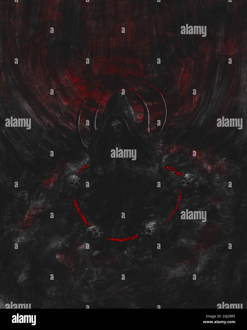 Dark horror illustration, occult creature, gothic artwork, black metal ...