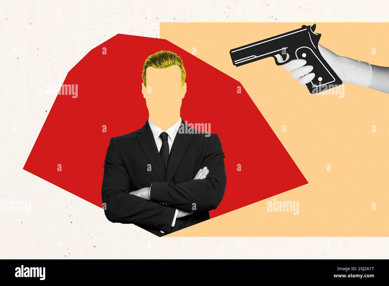 Creative colorful collage picture of politician attacked by incognito ...